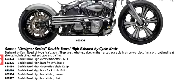 651059- Santee "Designer Series" Double Barrel High Exhaust by Cycle K ...